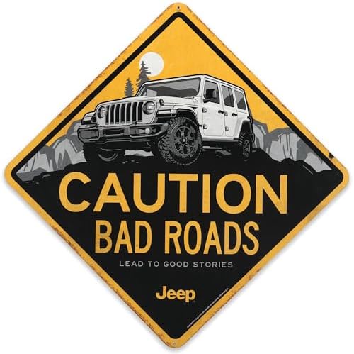 Amazon.com: Jeep Caution Bad Roads Metal Sign - Diamond Shaped Jeep ...