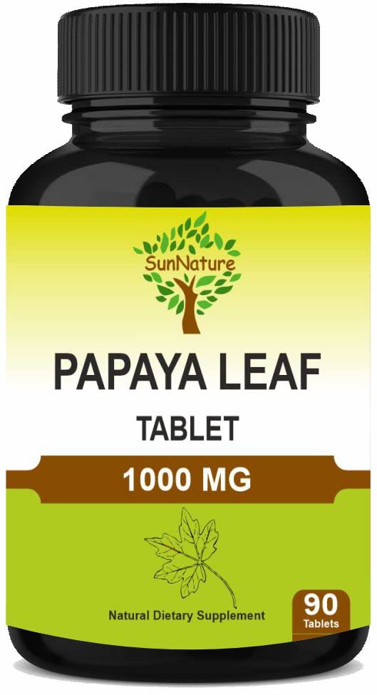 Amazon.com: SunNature Papaya Leaf Tablets 90 Tablets, 1000 mg| 45 Days ...