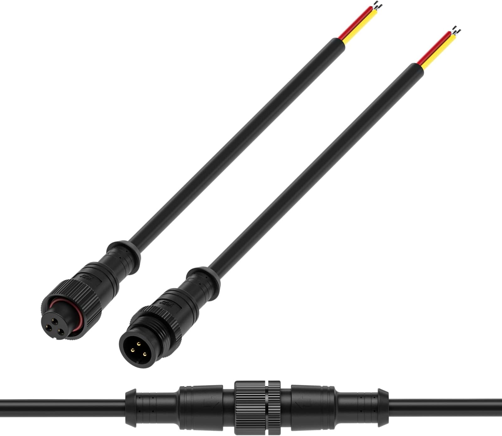 Amazon.com: 10 Pairs 3 Core Black Pigtail Waterproof Ray Wu Connector ...