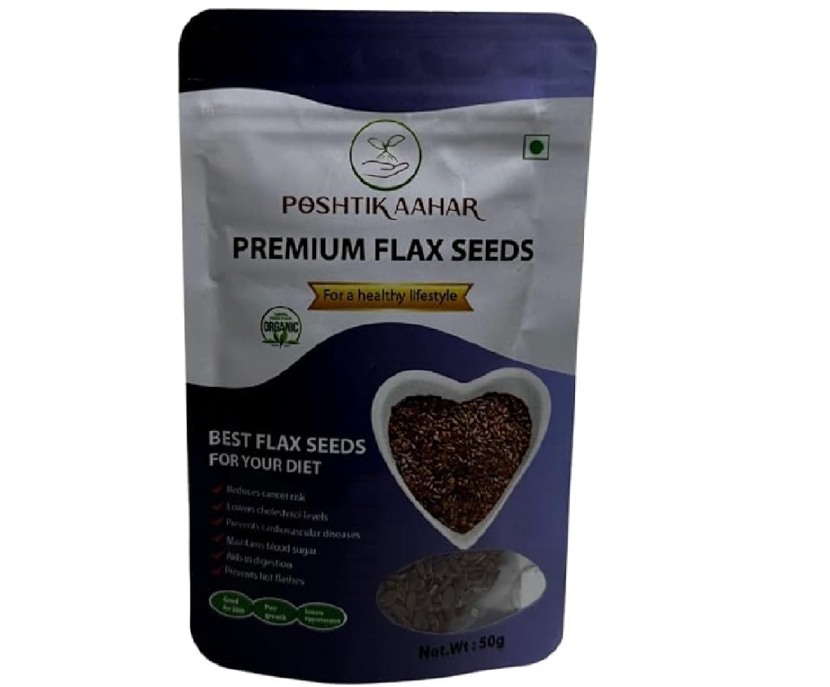 Poshtik Aahar Flax Seeds 50g - Alsi Seeds | Flax Seeds for Hair Growth ...