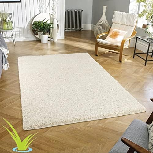 Wadan 80x150cm Cream Shaggy Rugs Living Room |5mm Thick Pile | Extra ...