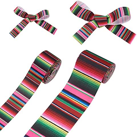 Amazon.com: 6 Pieces Fiesta Ribbon Mexican Serape Ribbon Rainbow ...