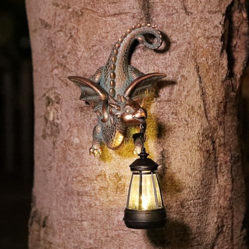 Amazon.com : Garden Dragon Statue with Solar Light Outdoor Garden Decor ...