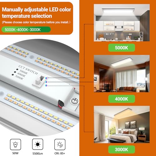 FAITHSAIL Dimmable 4FT LED Wraparound Light, 3 Color Temperature 3000K ...