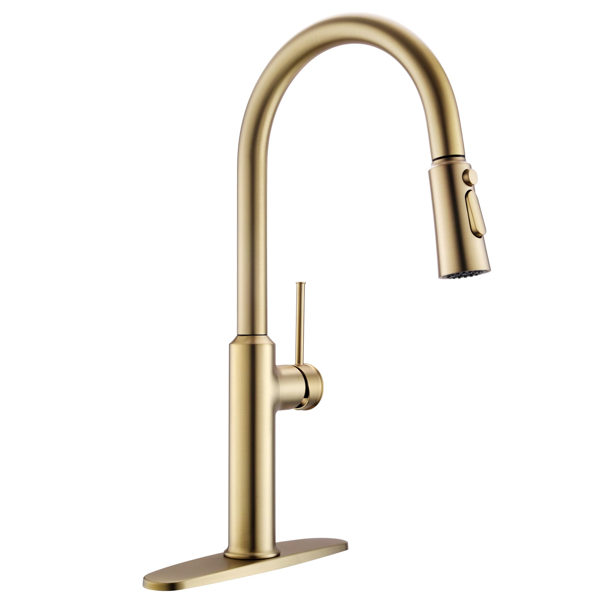 Lavatrum Kitchen Sink Faucets Brushed Gold, High-Arc Single Handle ...