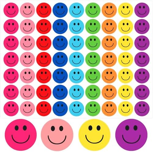 Amazon.com : Smile Face Stickers 1800Pieces, Happy Face Stickers 1in/2 ...