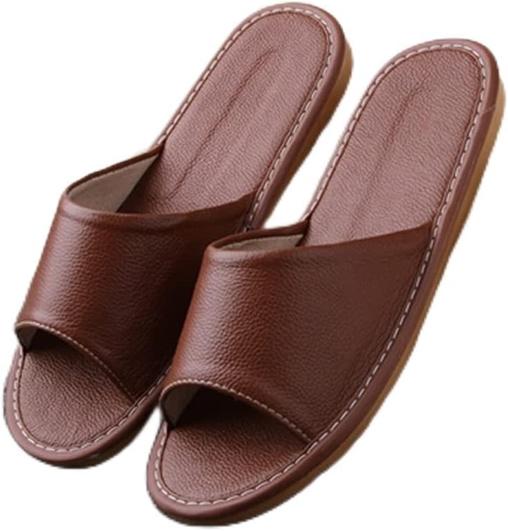 Amazon.com: GHYUB Genuine Leather Open Toe Slippers Sandals - Summer ...