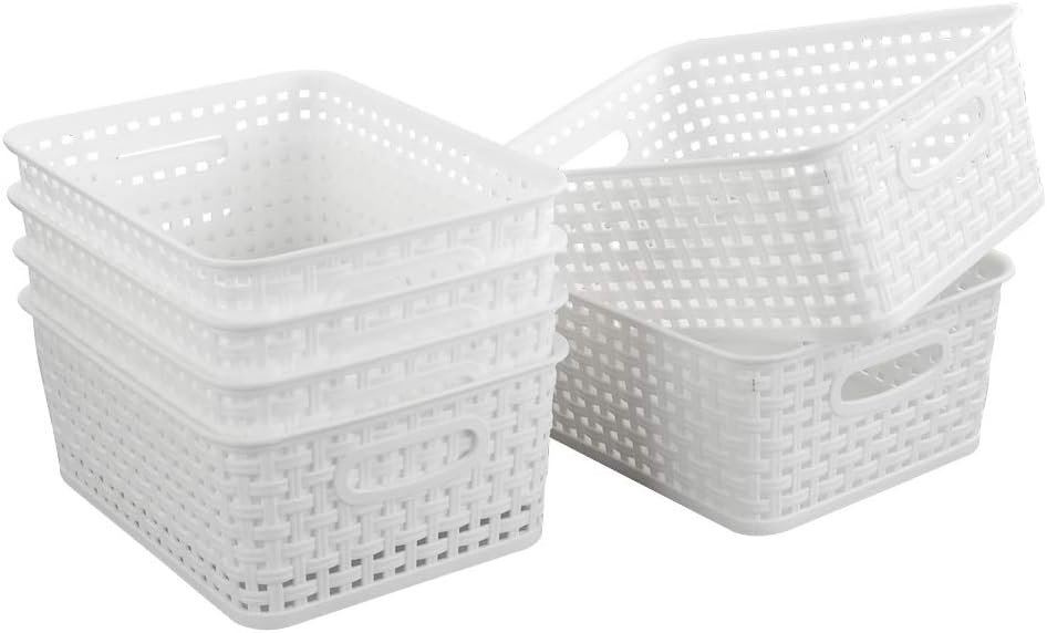 Amazon.com: Nicesh 6-Pack White Plastic Small Storage Baskets, 10" x 7. ...