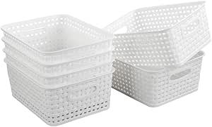 Amazon.com: Nicesh 6-Pack White Plastic Small Storage Baskets, 10" x 7. ...