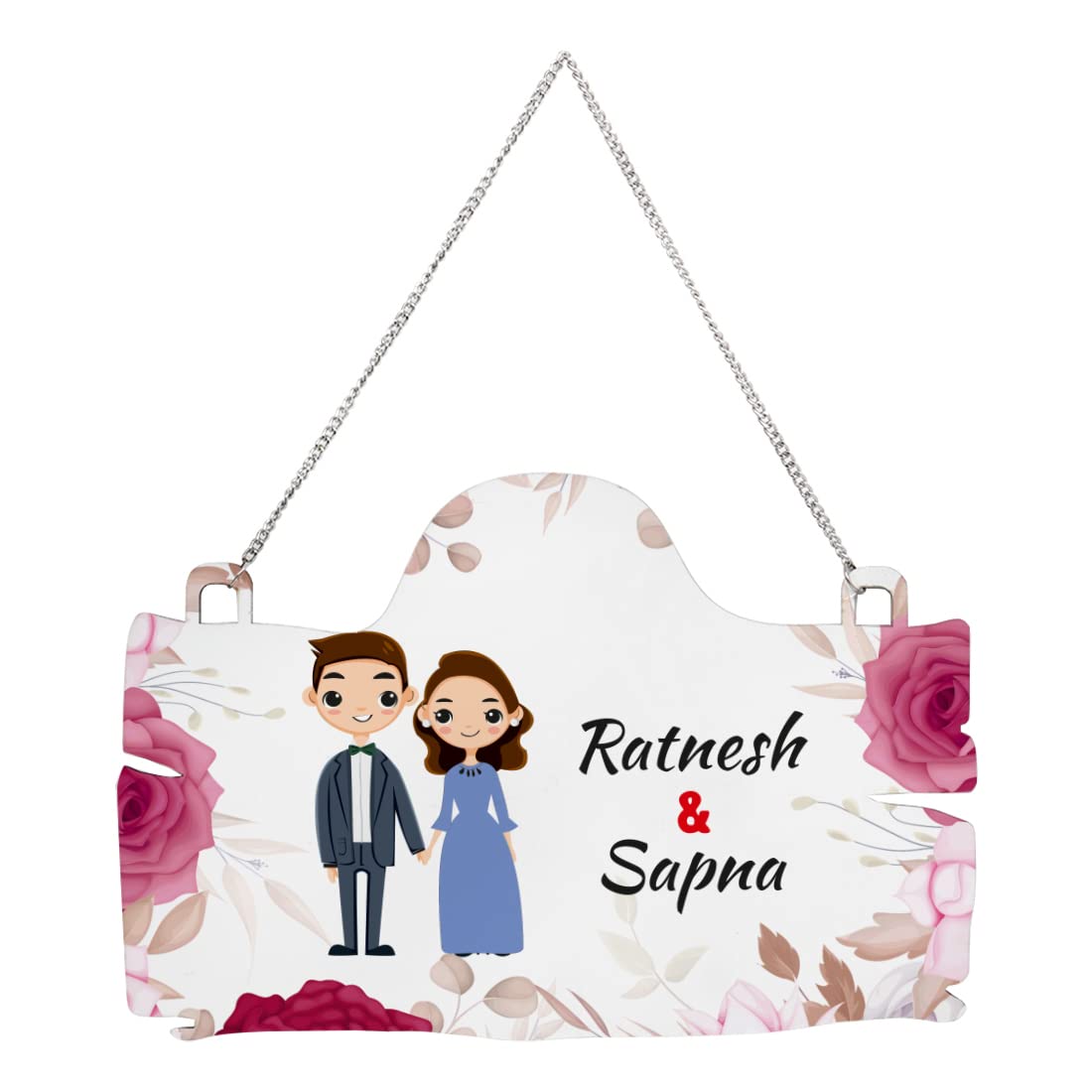 Buy Crazyify Pink Rose Home Name Plate | Personalized Home Name Plate ...