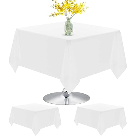 2 Packs White Square Tablecloth, 52×52 Inch Premium Polyester Table ...