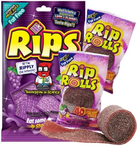 Amazon.com: Needzo Rips Grape Flavored Fat Free Candies, Sweet and Sour ...
