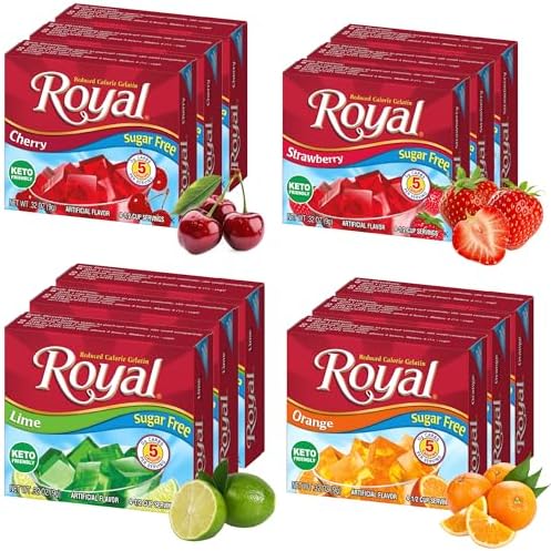 Amazon.com: Royal Gelatin Sugar Free Variety Pack of 12-3 Boxes Each ...