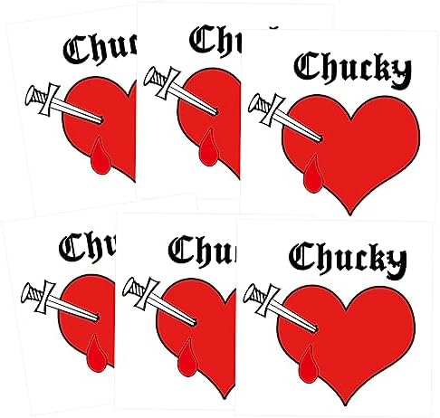 Amazon.com : Chucky Tattoo, 6-Sheet Bride of Chucky Heart Tattoos ...