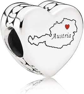 Pandora Austria map silver charm with red enamel : Amazon.co.uk: Fashion