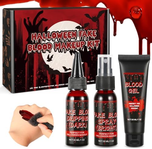 Amazon.com : Halloween Fake Blood Makeup Kit - Includes Realistic ...