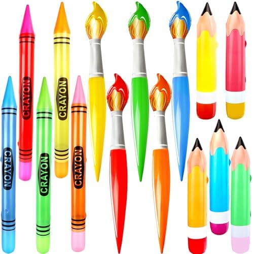 Amazon.com: 15 Pcs Jumbo Inflatable Crayons Set Neon Blow Up Crayons ...
