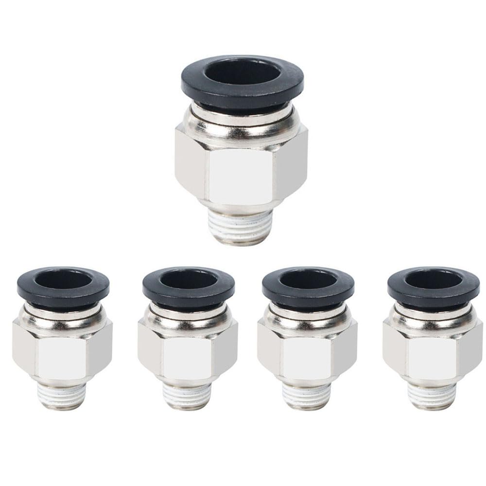 5 Pcs Pneumatic Fittings, Black Male Straight Quick Air Hose Connectors ...