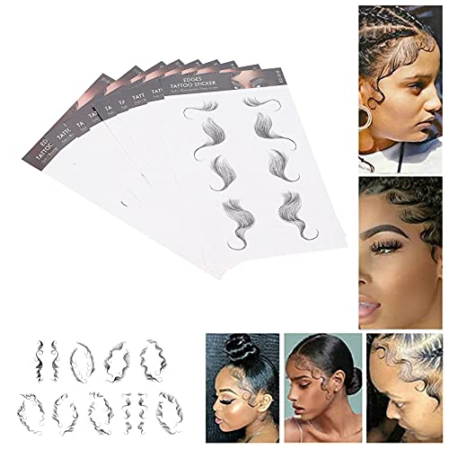 Hair Edges Tattoo Stickers 9 Styles Fashion Temporary Hair Tattoos ...