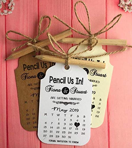 10X Pencil Us In Save The Date Wedding Invitation Evening Calendar Card ...