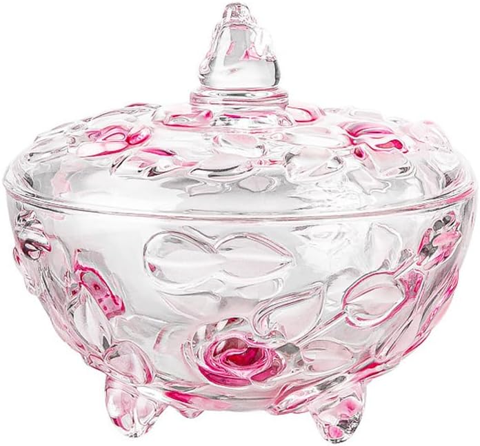 Amazon.com: Large Crystal Pink Color Rose flower shaped Candy Dish with ...