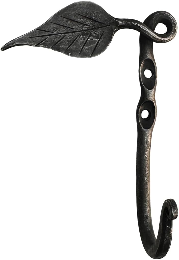 Amazon.com: Living Ideas Hand Forged Wall Mounted Leaf Hook Wrought ...