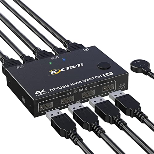 Snapklik.com : KVM Switch DisplayPort,2 Port DP12 KVM Switch Two Computers 1 Monitor To Share ...