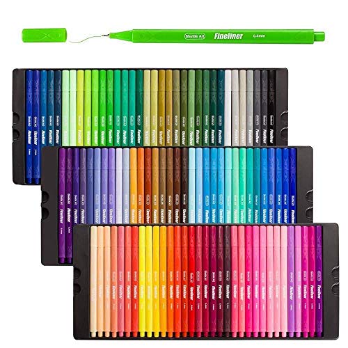 Shuttle Art Fineliner Pens, 100 Colors 0.4mm Fineliner Color Pen Set ...