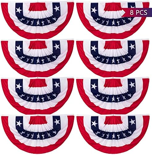 Amazon.com : 2x4 Ft American Pleated Fan Flag, American Flag Bunting ...