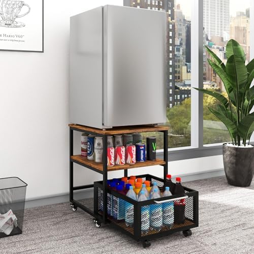 Amazon.com: PUNCIA 19.7x19.7in Fridge Stand with Storage Mobile ...
