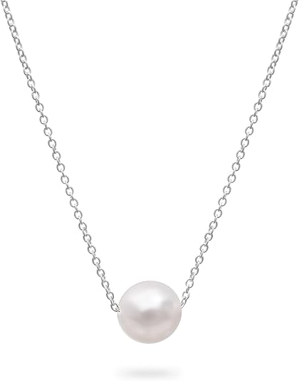 Amazon.com: Kikioo freshwater pearl necklace，silver pearl necklace ...