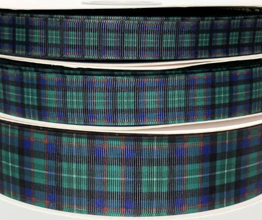Amazon.com: 3 yds 5/8" or 7/8" or 1.5" Navy Hunter Green Red Tartan ...