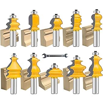 OLETBE Architectural Molding Router Bit Set 10 PCS 1/2-Inch Shank ...