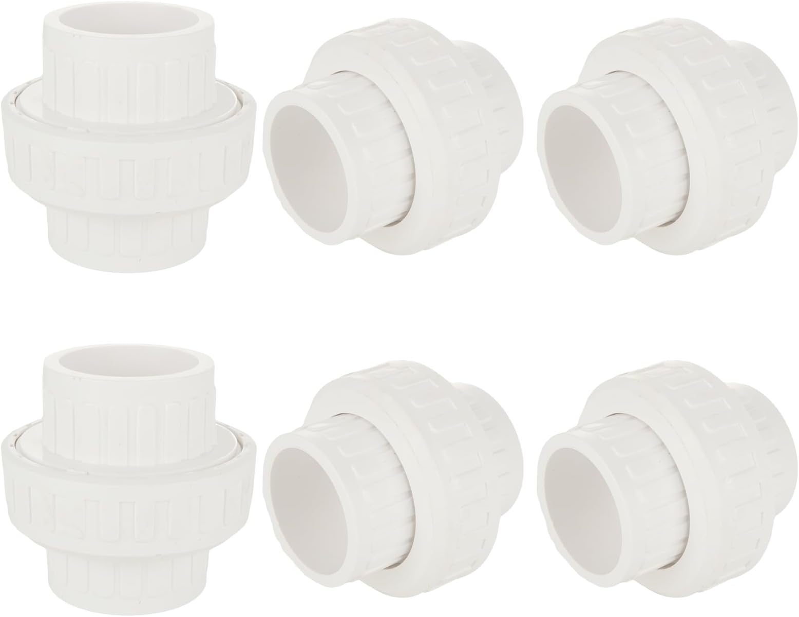 YOUNTHYE 6PCS PVC Union 1-1/2 Inch PVC Union Coupling Pipe Fitting ...