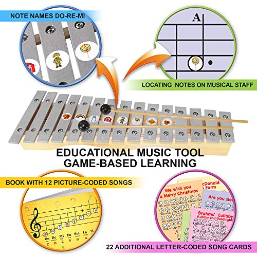 Glockenspiel Xylophone 15 notes - Kids Sheet Music Book - 34 Easy Play ...