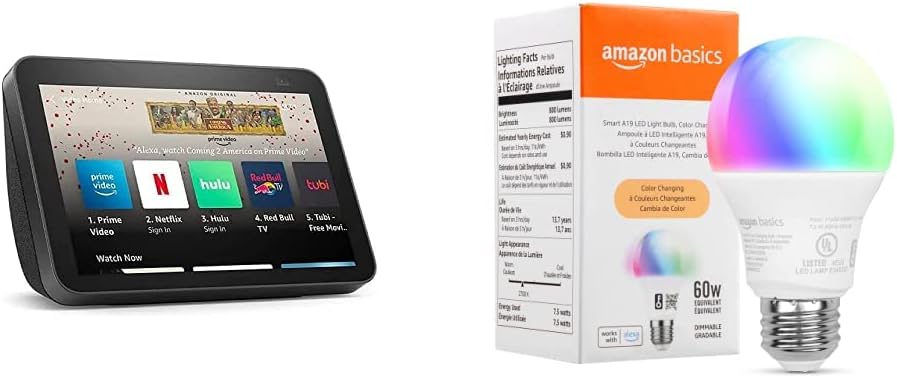 Amazon.com: Echo Show 8 (2nd gen) | Charcoal with Amazon Basics Smart ...