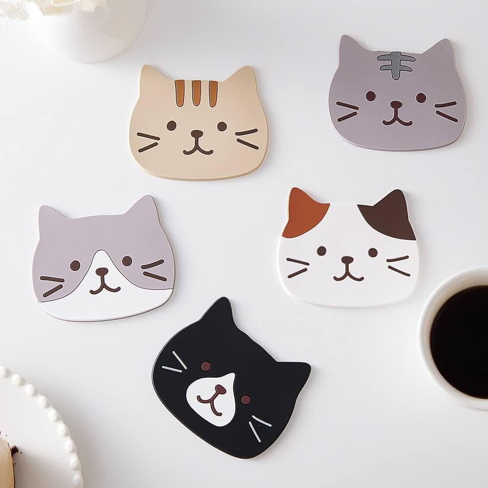 Amazon.com: Hoffnugshween Cute Cat Cup Colorful Mats Silicone Rubber ...