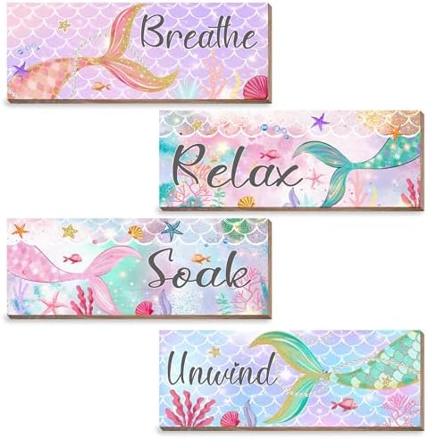 Amazon.com: 9 Pcs Watercolor Mermaid Wall Decor Inspirational Mermaid ...