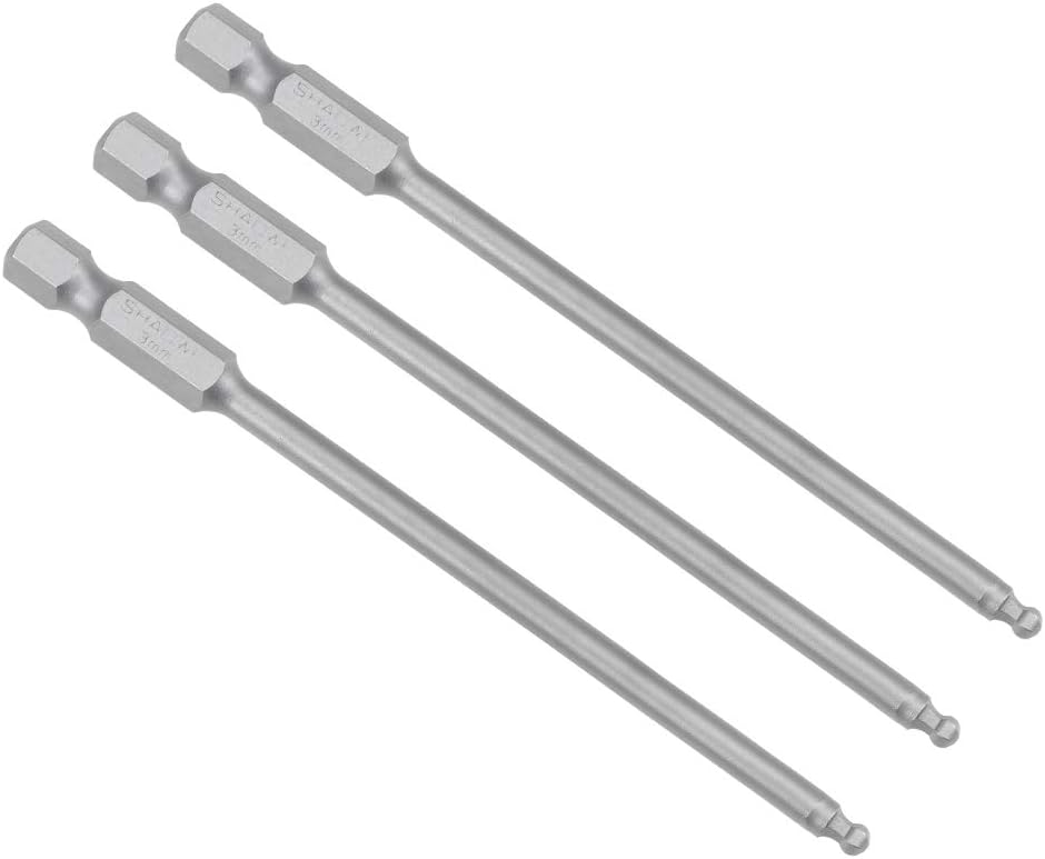 uxcell 3 Pcs H3 (3mm) Ball End Screwdriver Bits, S2 Steel Magnetic 3.9 ...