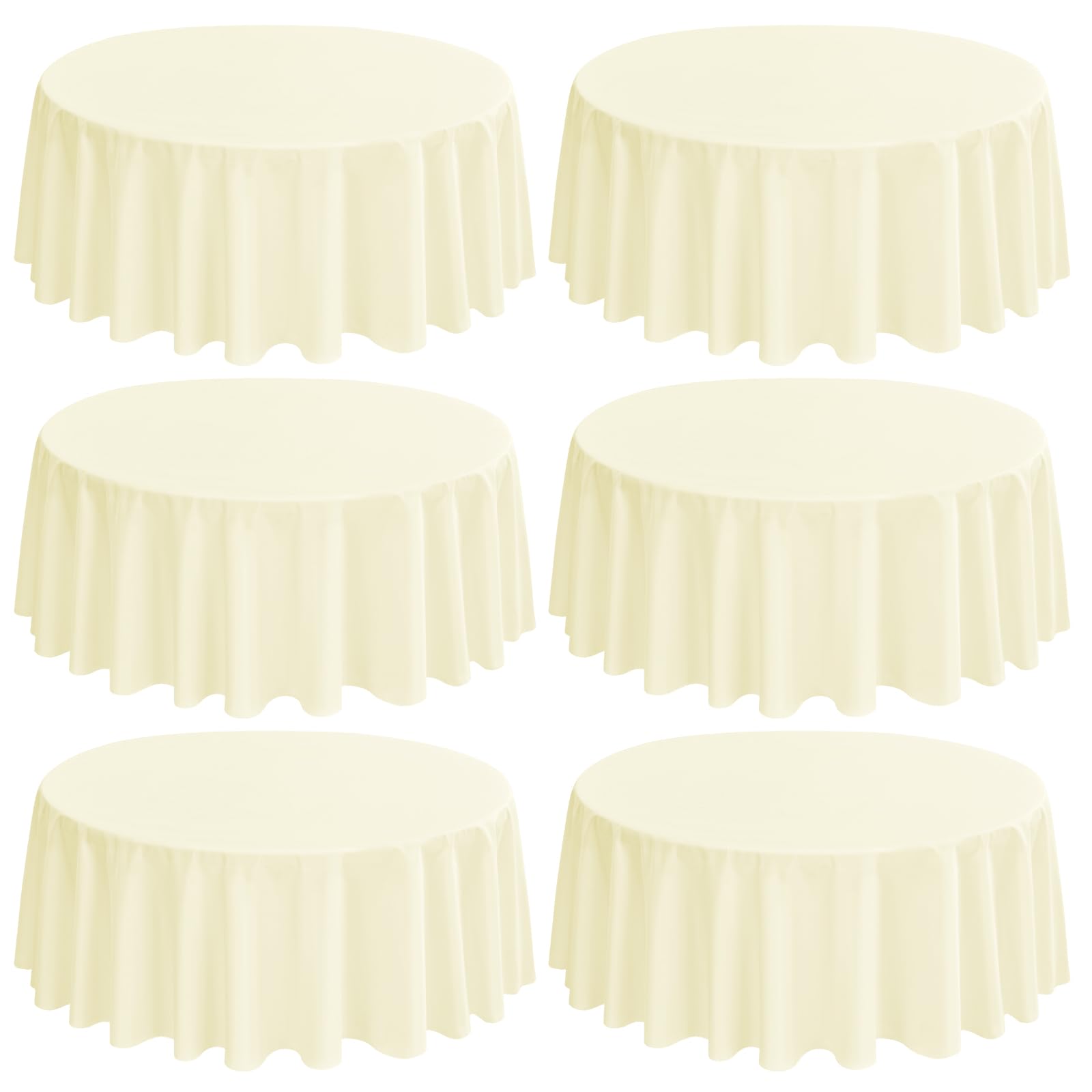 6 Pack Round Tablecloths - 90 Inch, Beige Polyester Table Cover for ...