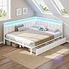 Amazon.com: Hasuit Queen Corner Bed Frame with Storage Drawers, Queen ...