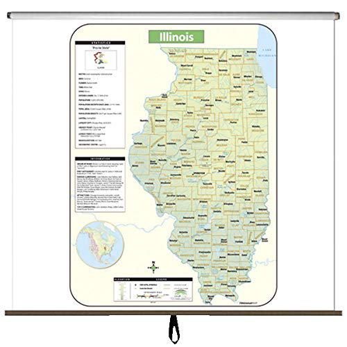 Amazon.com: Kappa Map Illinois Classroom Wall Map : Office Products