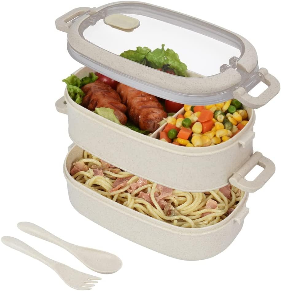 Maidyna Bento Box, Lunch Box with 3 Compartments & Free Cultery Sets ...