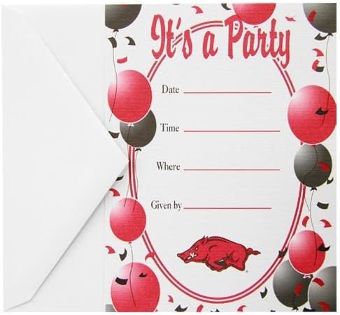 Amazon.com: NCAA Arkansas Razorbacks 8-Pack Party Invitations ...