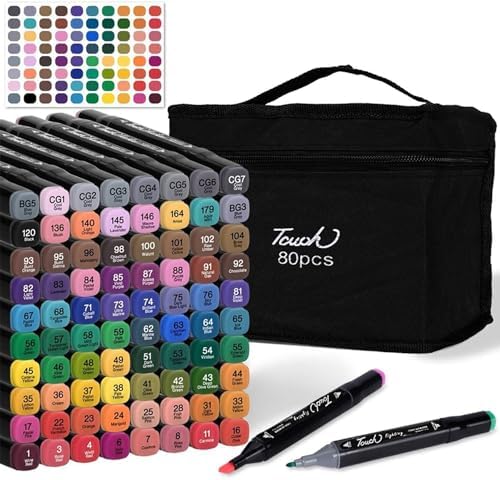 80pcs Color Marker Pen Dual Headed Graphic Artist Sketch Copic TOUCH ...