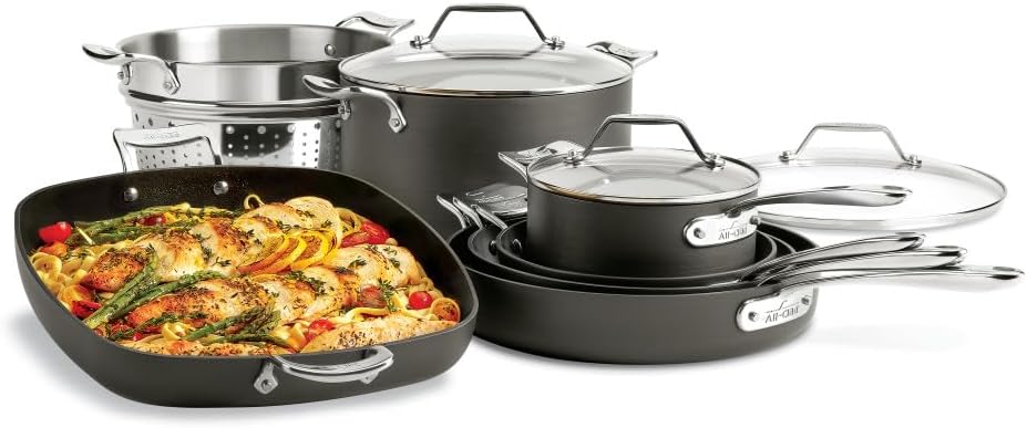 Amazon.com: All-Clad HA1 Hard Anodized Nonstick Cookware Set 10 Piece ...