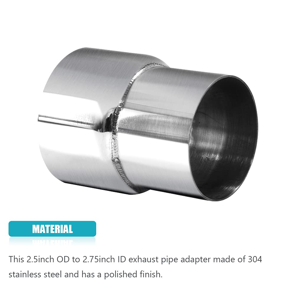 Snapklik.com : Universal 2.5" OD To 2.75" ID Exhaust Pipe Adapter ...