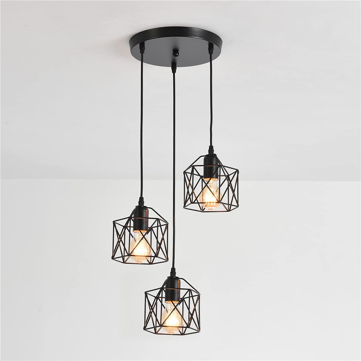 MOKUKU Lámpara colgante de estilo retro nórdico,3 Luz Moderna ...