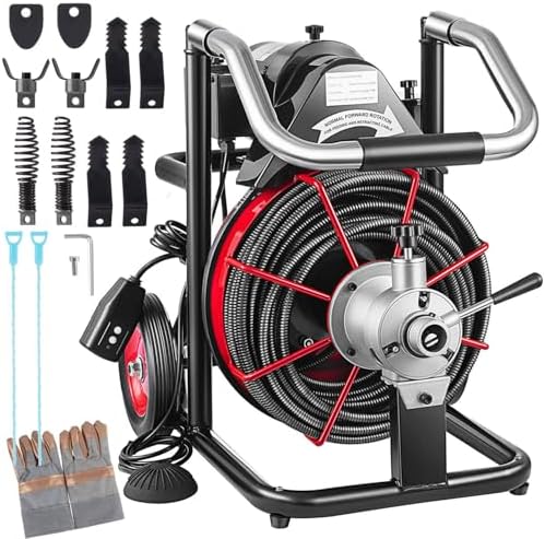 VEVOR Drain Cleaning Machine 100FT x 3/4 Inch, Sewer Snake Machine Auto ...