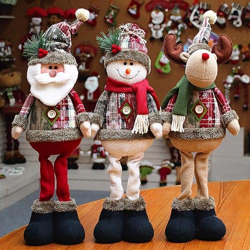 Amazon.com: Christmas Decorations Cute Sitting Santa Claus Snowman ...